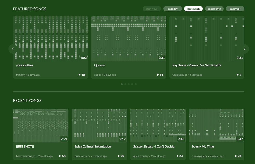 Browsing songs in Note Block World | Note Block World